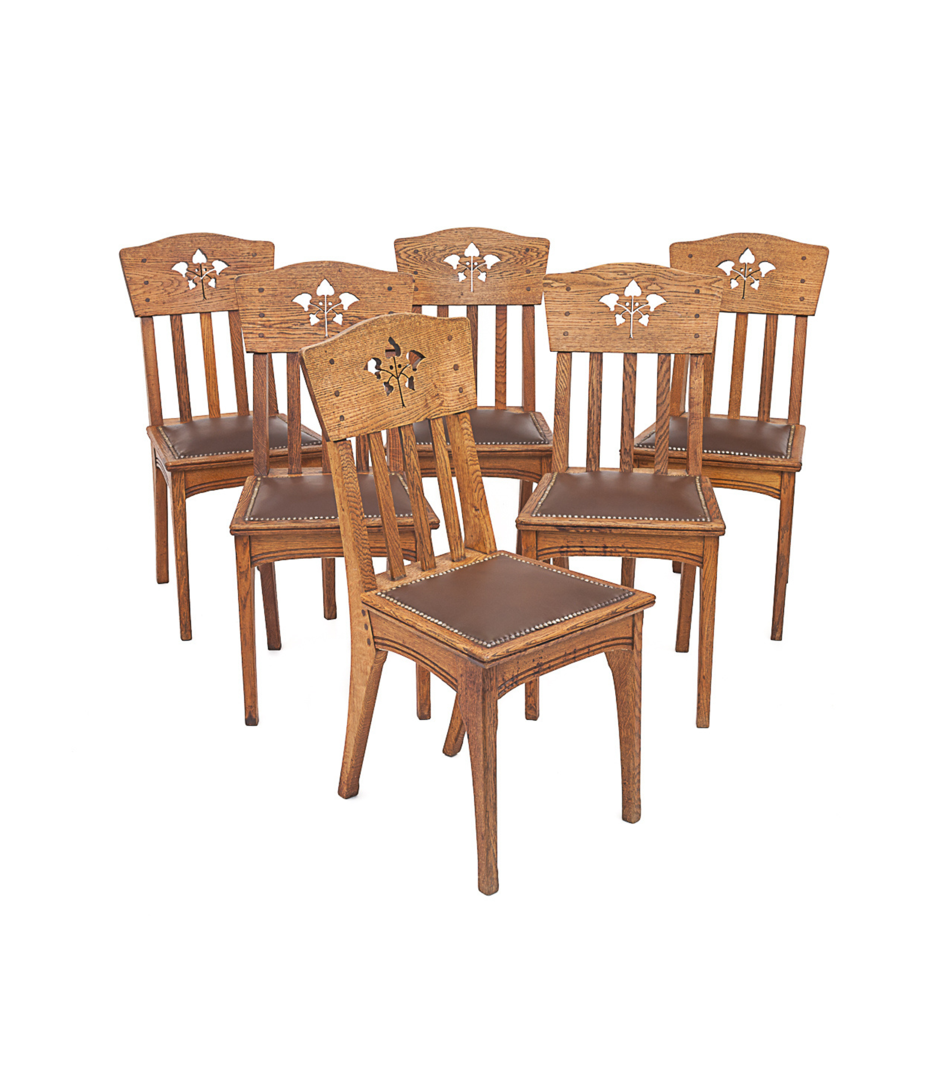 Set of 6 stained oak chairs by Léon Jallot – Curiouz