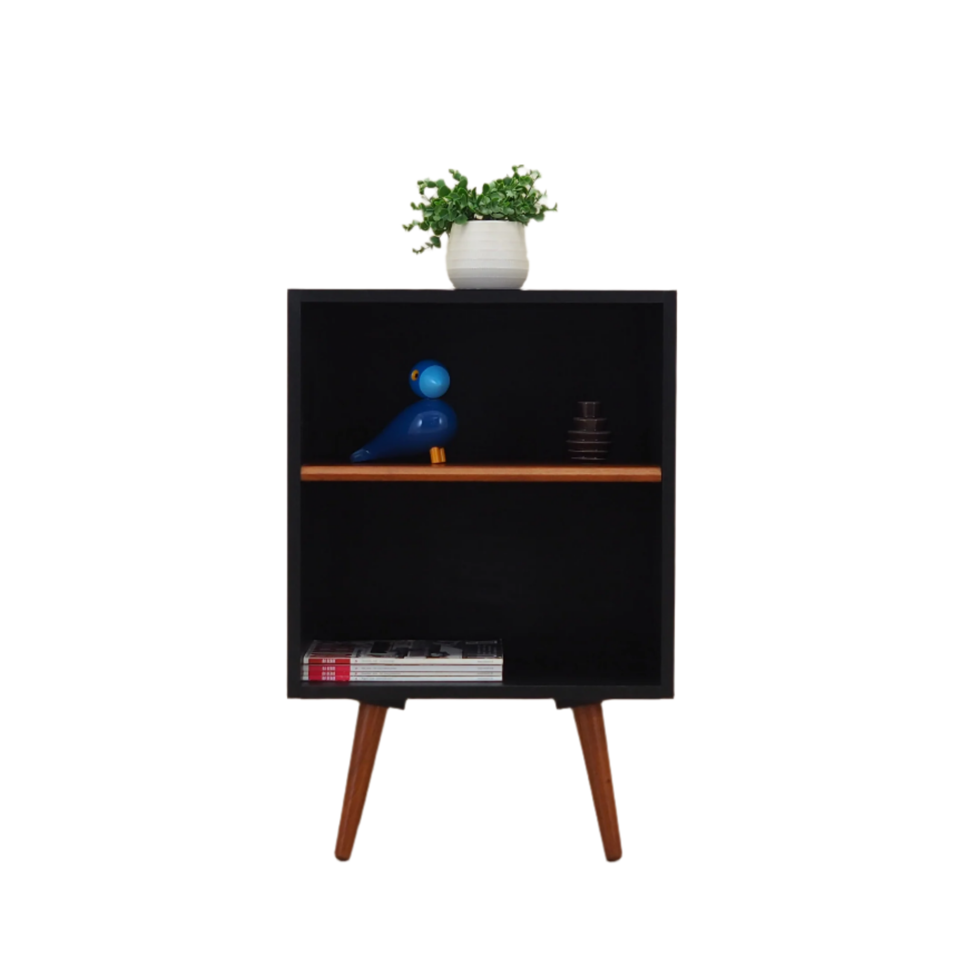 1970s Danish teak bookcase with black legs and top – Curiouz